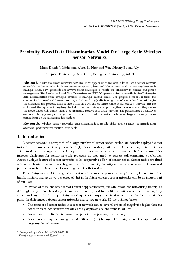 (PDF) Proximity-Based Data Dissemination Model for Large