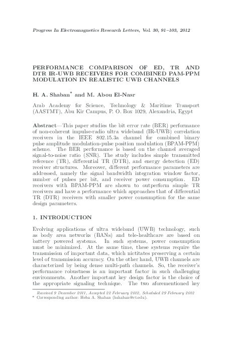 (PDF) Ultra Wideband PAM Modulation and Reception in UWB Multi Path channel Using Rake ...