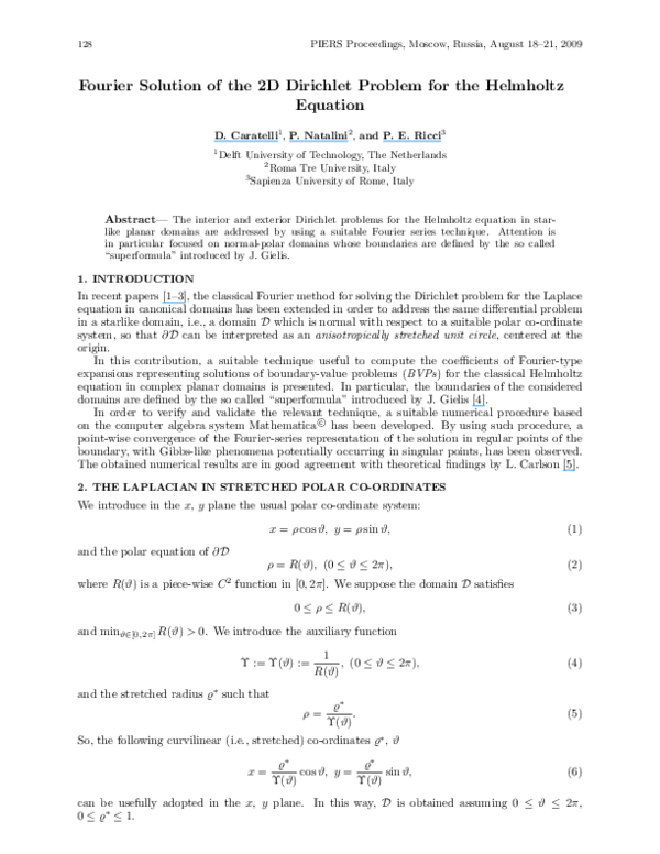 (PDF) Fourier Solution of the 2D Dirichlet Problem for the Helmholtz ...