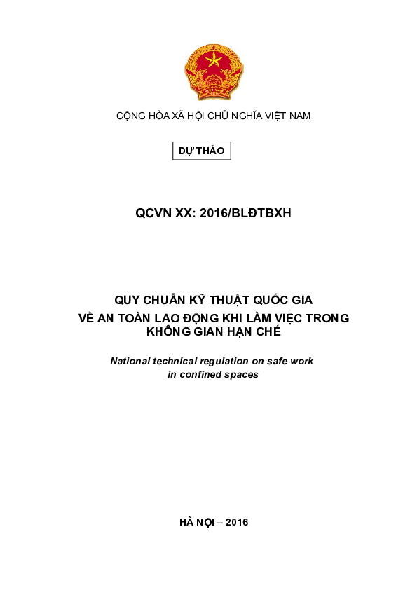 (DOC) QUY CHU N K THU T QU C GIA National technical regulation on safe work in confined spaces ...