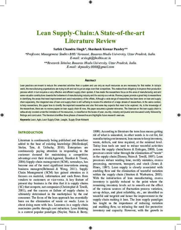 (PDF) Lean Supply-Chain:A State-of-the-art Literature Review