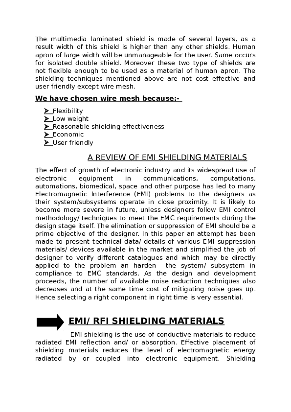(DOC) A REVIEW OF EMI SHIELDING MATERIALS