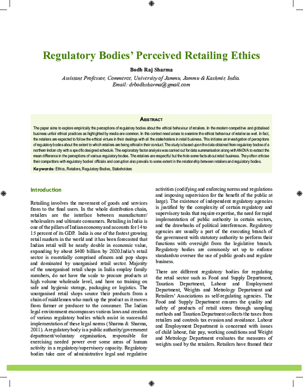 (PDF) Regulatory Bodies' Perceived Retailing Ethics