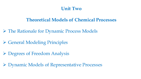 (PDF) Unit Two Theoretical Models of Chemical Processes The Rationale ...
