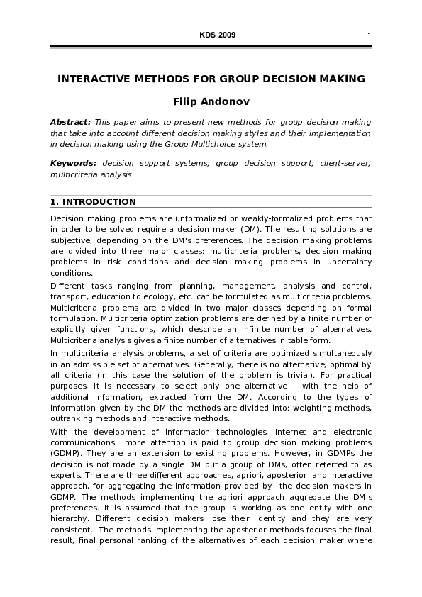 (PDF) Interactive Methods for Group Decision Making | Filip Andonov ...