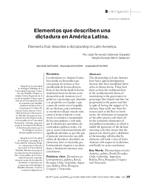 (PDF) elementos que describen una dictadura en América Latina Elements ...