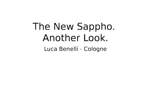 (PPT) L. Benelli, The New Sappho, Another Look, Cologne, 9th-10th July ...
