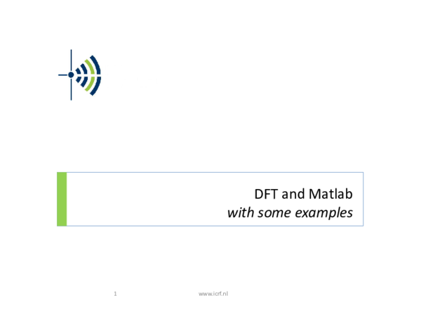 (PDF) DFT and Matlab with some examples