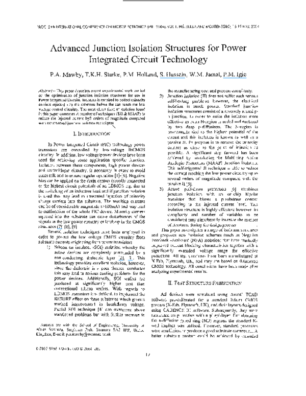(PDF) Advanced junction isolation structures for Power Integrated ...
