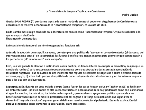(PDF) Cambiemos y el teorema de la "inconsistencia temporal” | Pedro ...