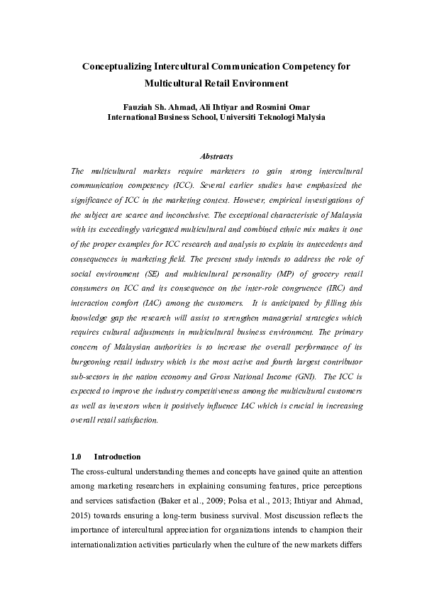(PDF) Conceptualizing Intercultural Communication Competency for ...