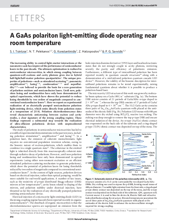 (PDF) A GaAs polariton light-emitting diode operating near room temperature