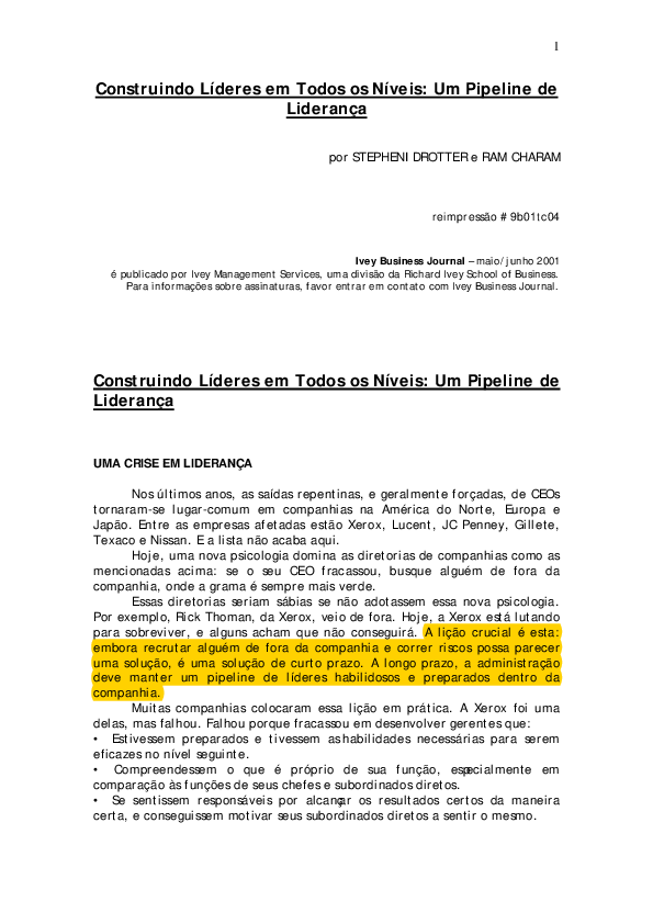 (PDF) Construindo Líderes em Todos os Níveis: Um Pipeline de Liderança