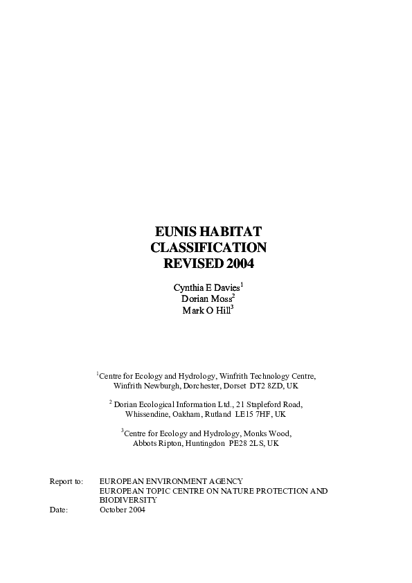 (PDF) EUNIS habitat classification revised 2004
