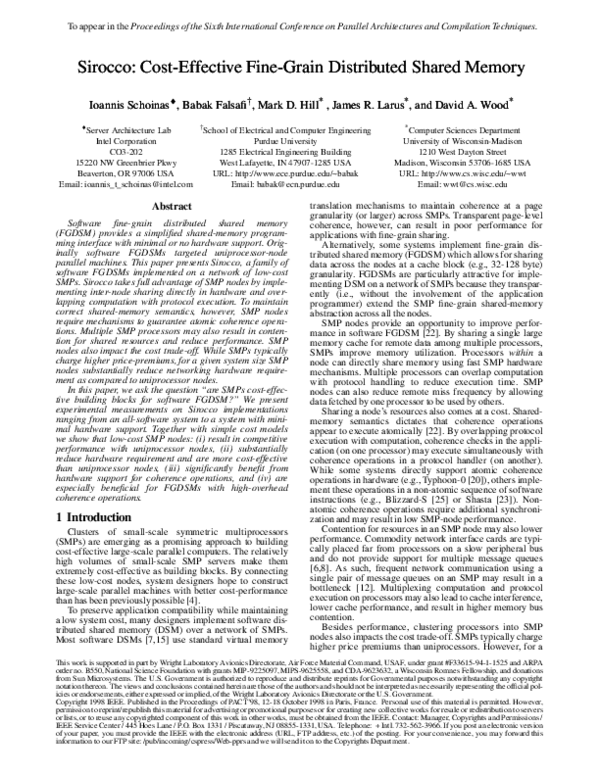 (PDF) Sirocco: cost-effective fine-grain distributed shared memory