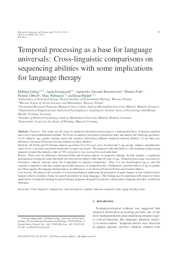 (PDF) Temporal processing as a base for language universals: cross ...
