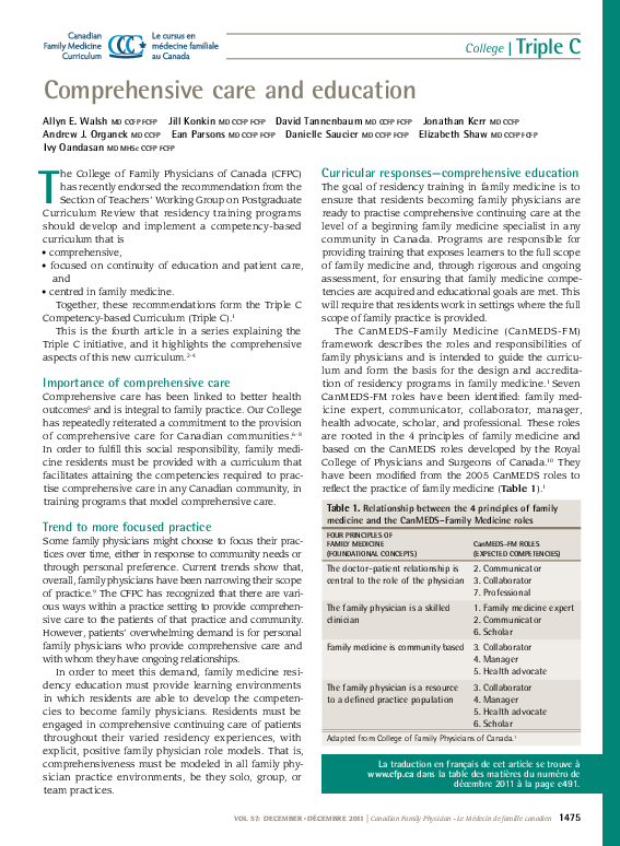 (PDF) Comprehensive care and education