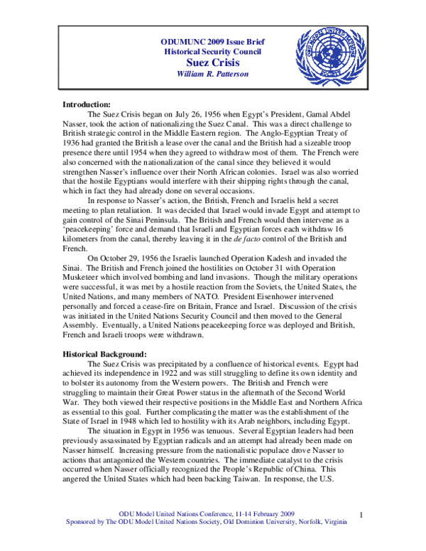 (PDF) Suez Crisis: Model United Nations Brief