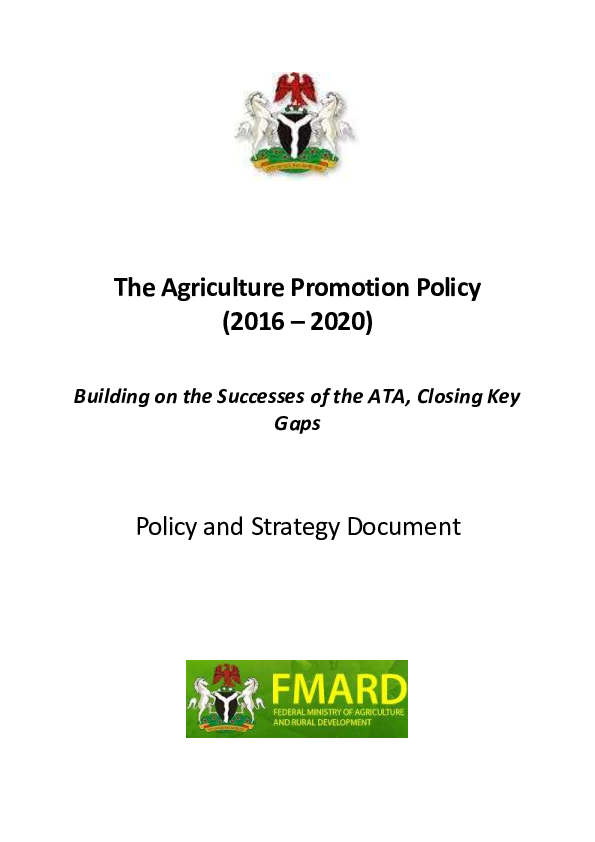 (PDF) The Agriculture Promotion Policy (2016 – 2020) Building on the ...