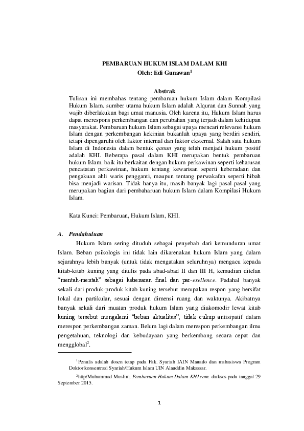 (PDF) PEMBARUAN HUKUM ISLAM DALAM KHI