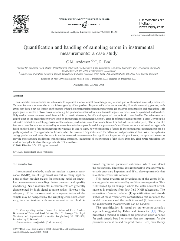 (PDF) Quantifying and handling errors in instrumental measurements using the measurement error ...