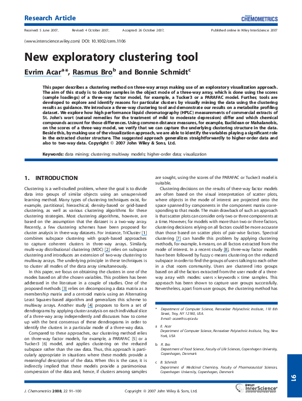 (PDF) New exploratory clustering tool | Rasmus Bro - Academia.edu