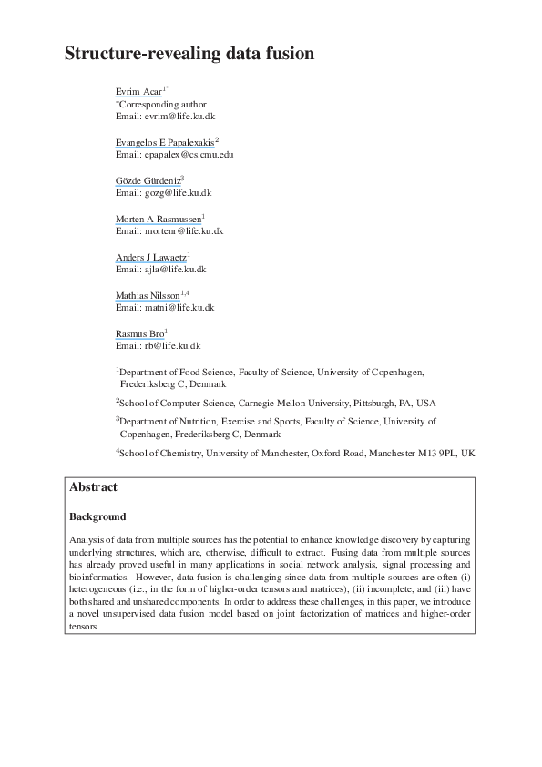 (PDF) Structure-revealing data fusion