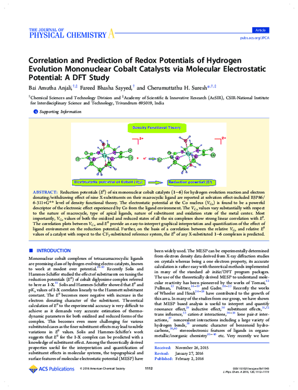 (PDF) Correlation and Prediction of Redox Potentials of Hydrogen ...