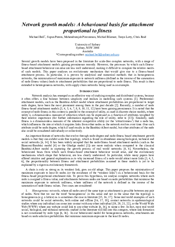 (PDF) Network growth models: A behavioural basis for attachment ...