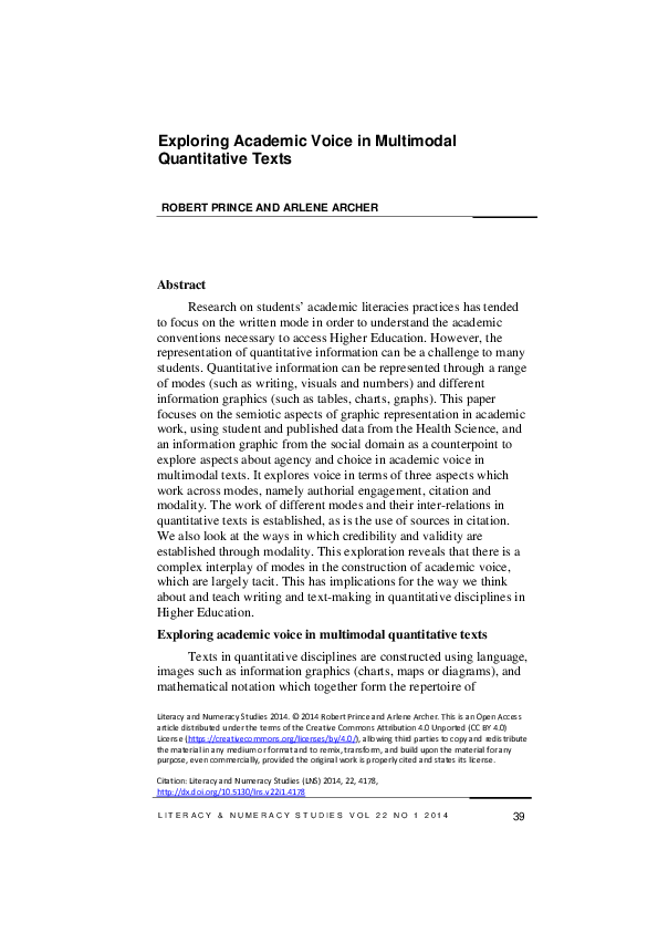 (PDF) Exploring academic voice in multimodal quantitative texts
