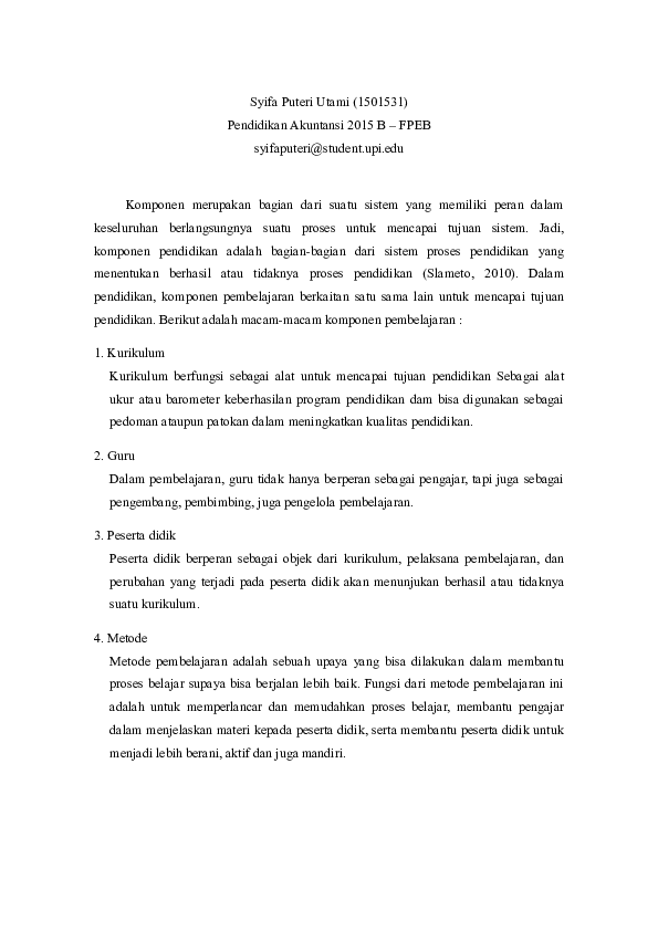 (DOC) KOMPONEN KOMPONEN PEMBELAJARAN