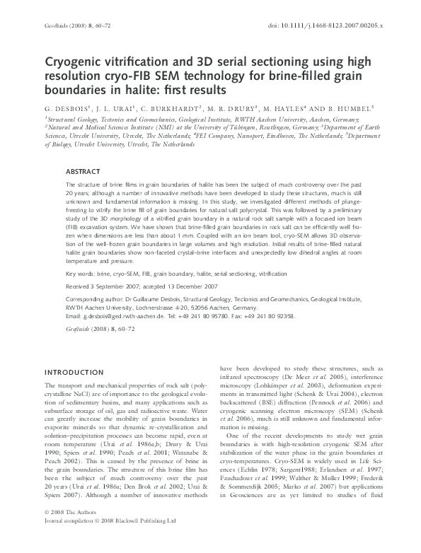 (PDF) Cryogenic vitrification and 3D serial sectioning using high resolution cryo-FIB SEM ...