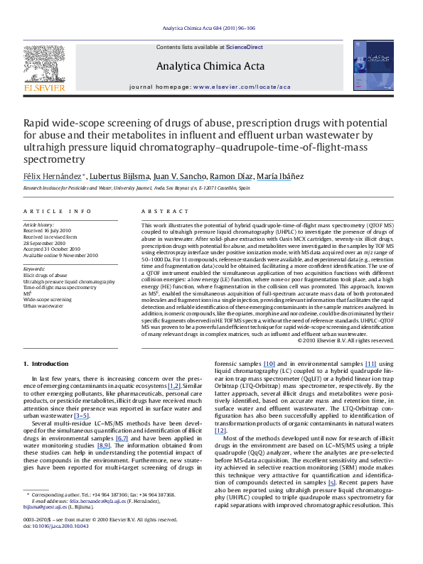 (PDF) Rapid wide-scope screening of drugs of abuse, prescription drugs ...