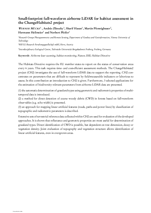 (PDF) Small-footprint full-waveform airborne LiDAR for habitat ...