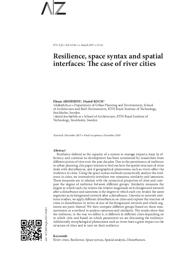 (PDF) Resilience, space syntax and spatial interfaces: The case of river cities