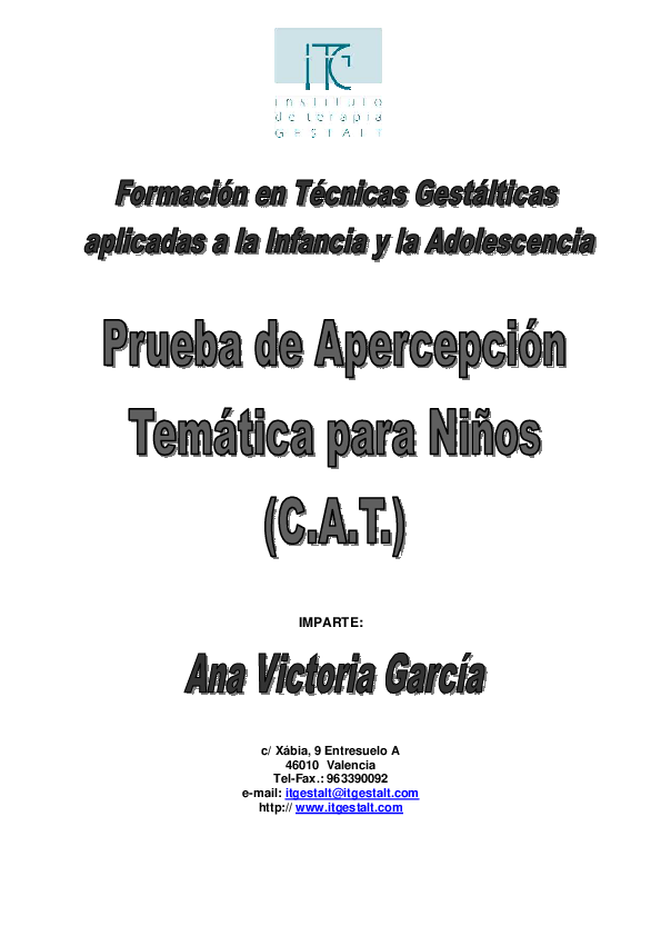 (PDF) Prueba CAT 3 a 10 anos Apercepcion tematica ninos