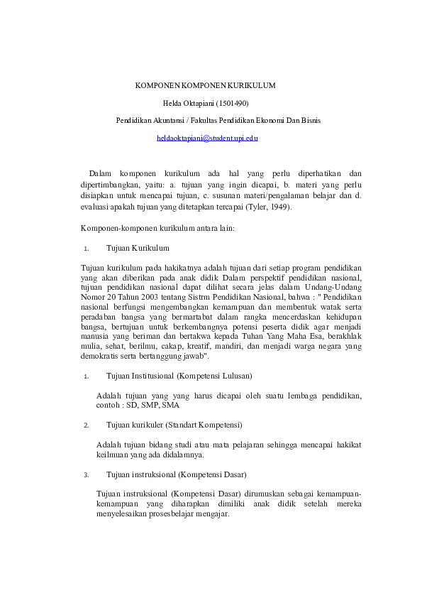 (DOC) KOMPONEN KOMPONEN KURIKULUM