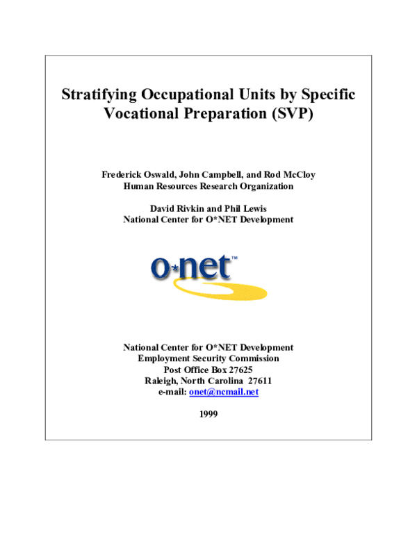 (PDF) Stratifying occupational units by specific vocational preparation ...