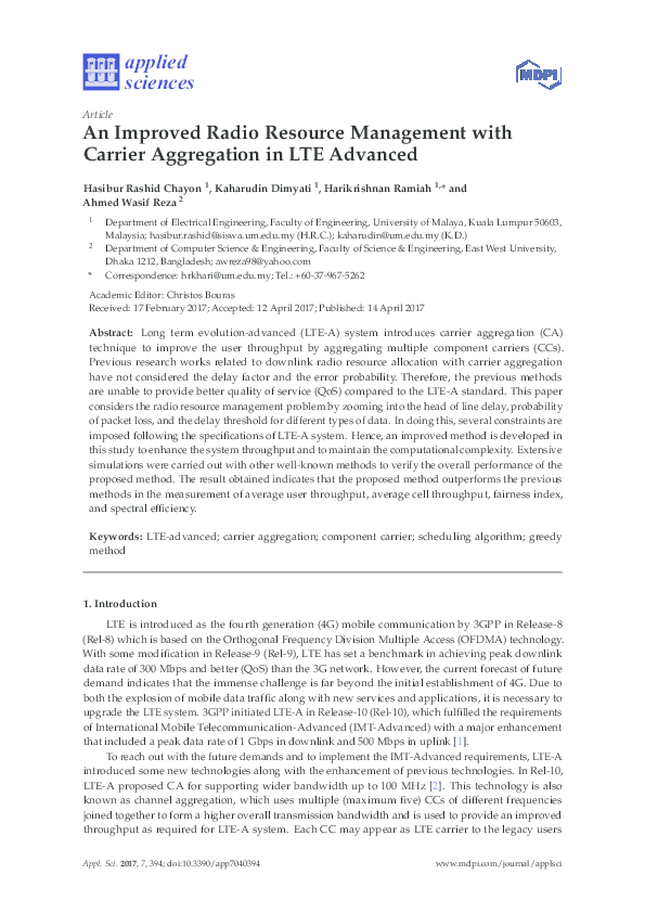 (PDF) An Improved Radio Resource Management with Carrier Aggregation in ...