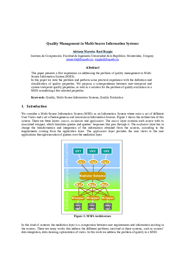 (PDF) Quality Management in Multi-Source Information Systems