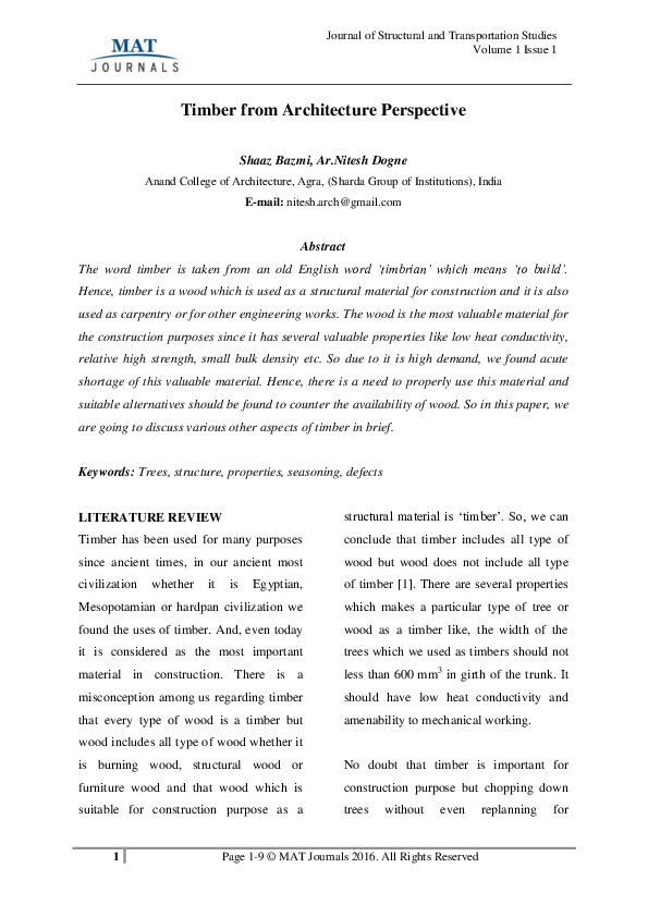 (PDF) Timber from Architecture Perspective