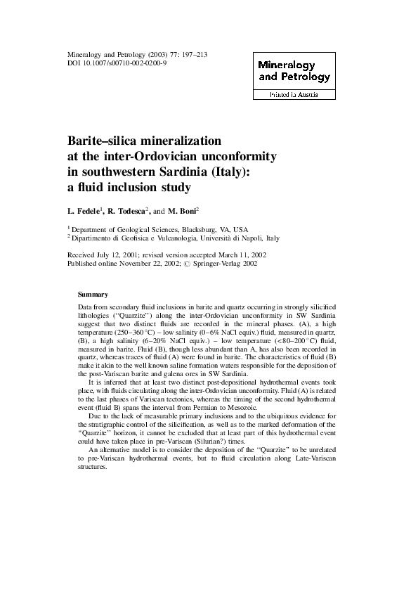 (PDF) Barite-silica mineralization at the inter-Ordovician unconformity ...