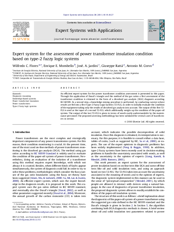 Pdf Expert System For The Assessment Of Power Transformer Insulation Condition Based On Type 2