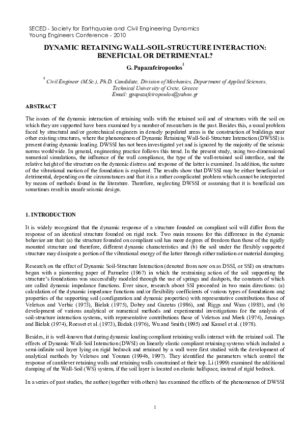 (PDF) Dynamic Retaining Wall-Soil-Structure Interaction