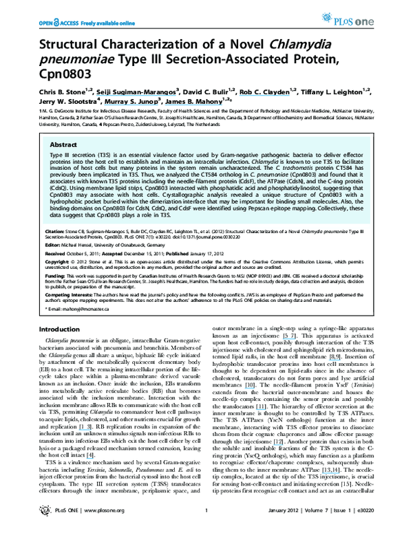 (PDF) Structural Characterization of a Novel Chlamydia pneumoniae Type ...