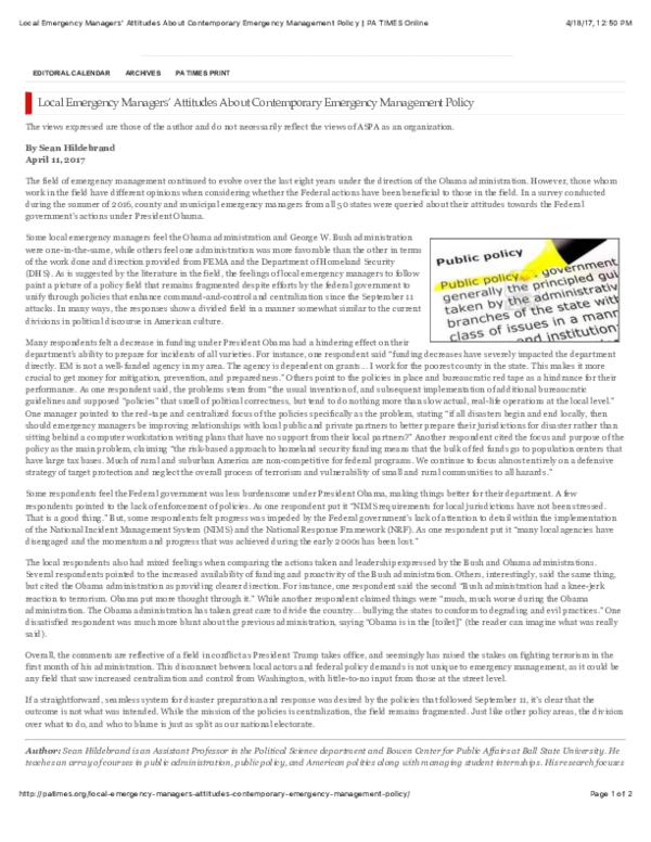 (PDF) Local Emergency Managers' Attitudes About Contemporary Emergency ...