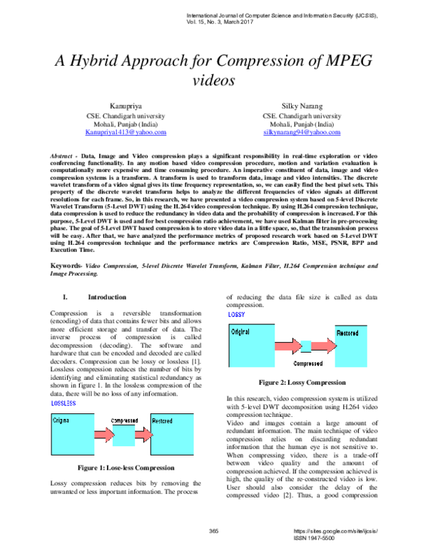 (PDF) A Hybrid Approach for Compression of MPEG videos