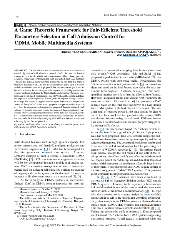 Pdf A Game Theoretic Framework For Fair Efficient Threshold
