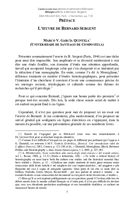(PDF) PRÉFACE L'OEUVRE DE BERNARD SERGENT