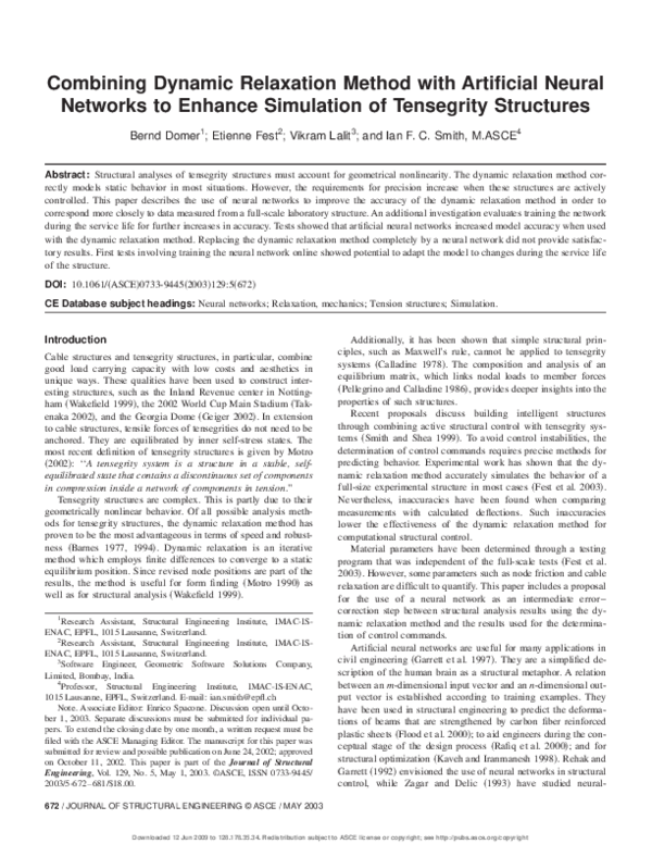 Pdf Combining Dynamic Relaxation Method With Artificial Neural Networks To Enhance Simulation